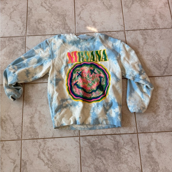 NIRVANA | Tops | Nirvana Light Blue Anniversary Hoodie | Poshmark